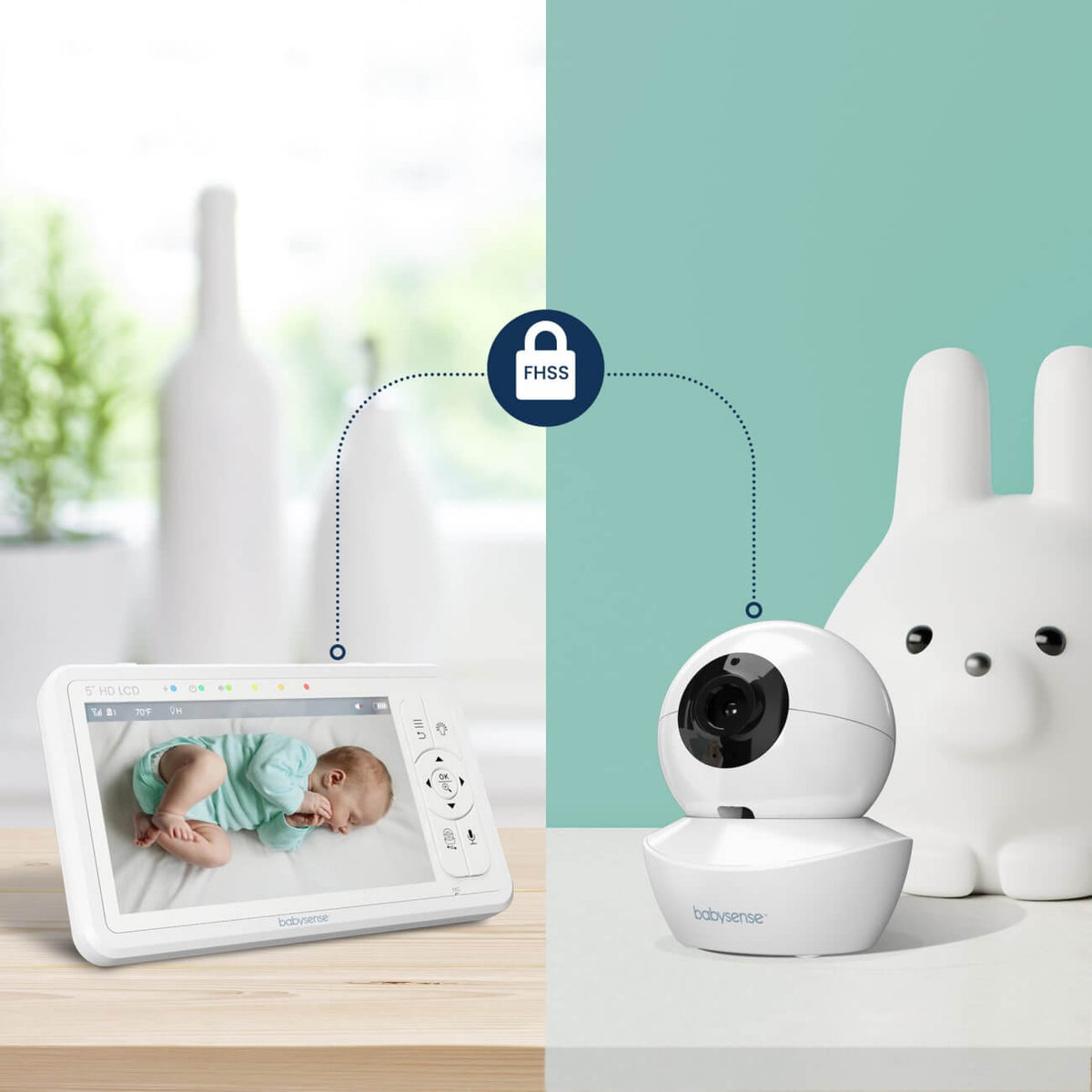 Babysense HD S2: Video Baby Monitor with 2 Cameras, Non Wifi, Split Sc