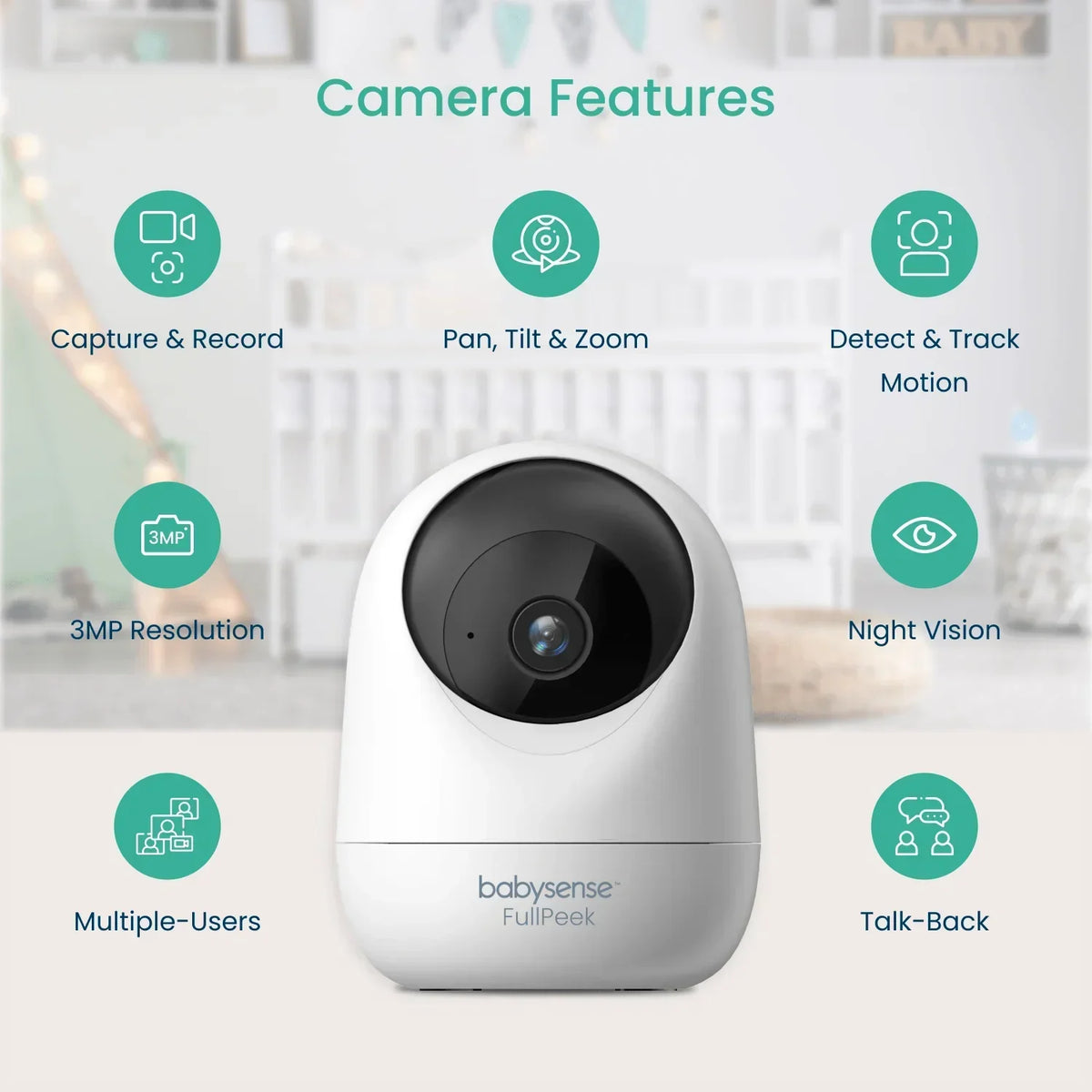 Babysense FullPeek Smart WiFi Baby Monitor with 3MP Super HD Camera