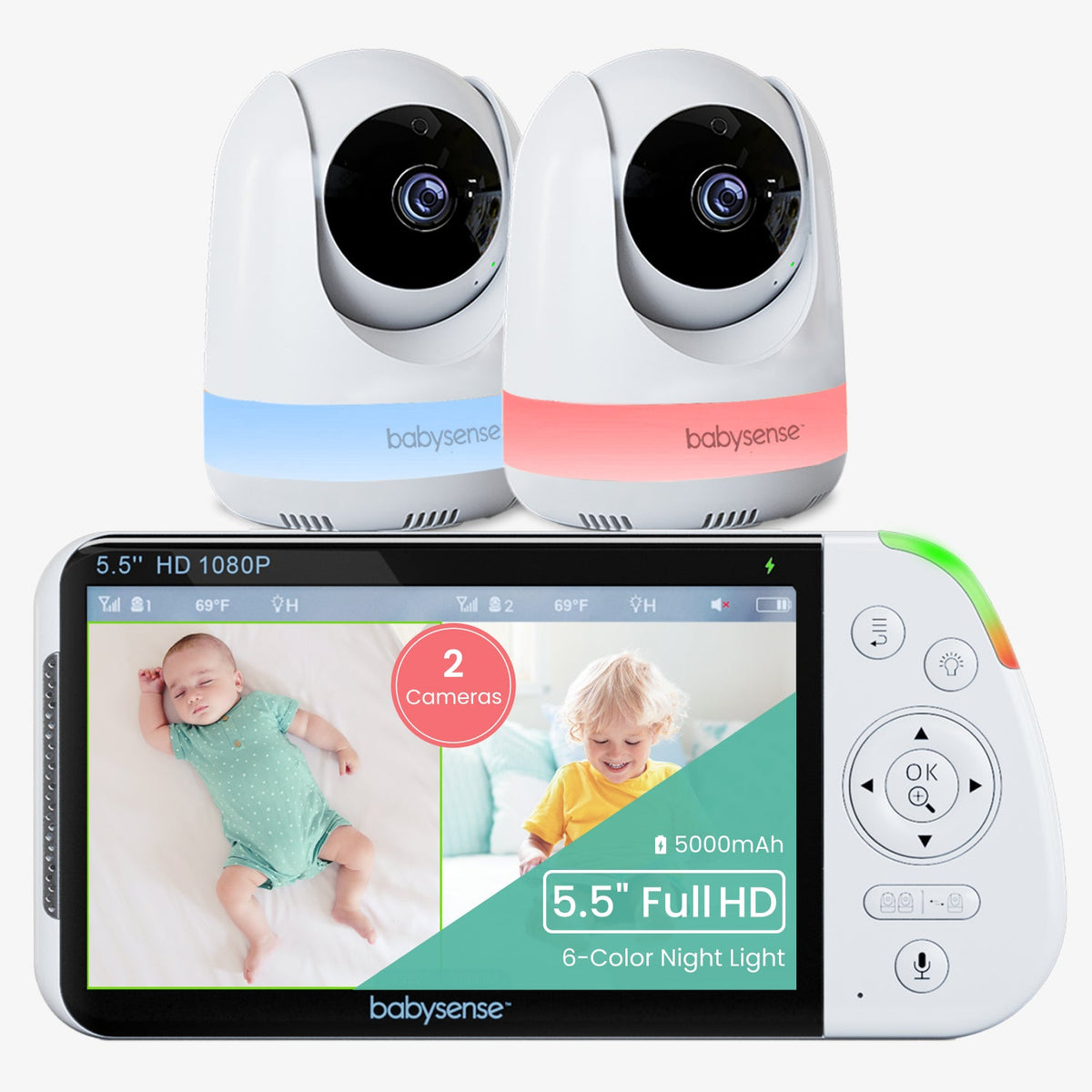 Babysense Max View: Video Baby Monitor with 2 Cameras, Split Screen ...