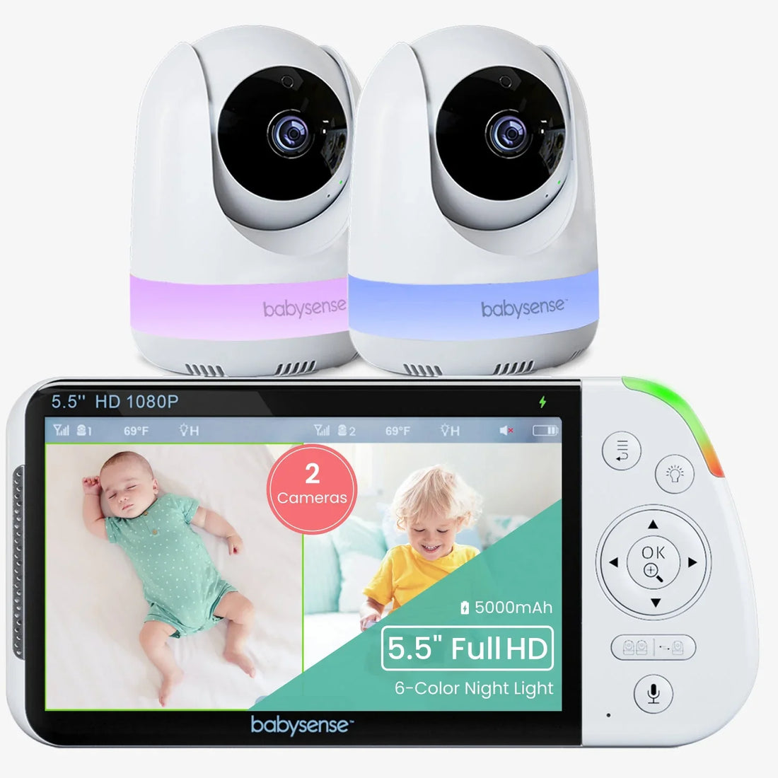 Babysense Max View: Video Baby Monitor with 2 Cameras, Split Screen ...