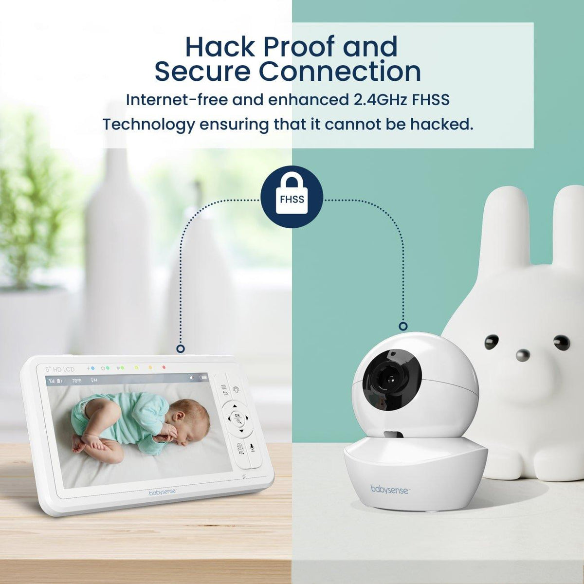 Babysense HD S2: Video Baby Monitor with 2 Cameras, Non Wifi, Split Sc