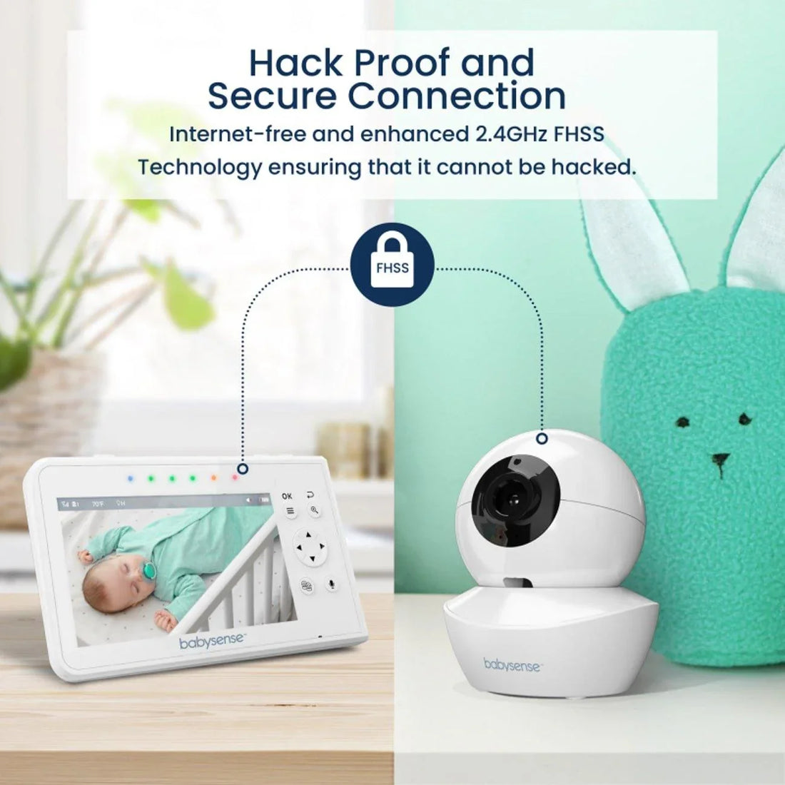 Babysense V43: Video Baby Monitor with 2 Cameras, Non Wifi, Split Scre